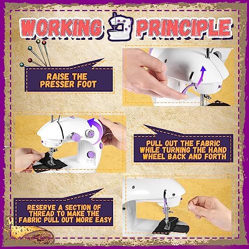 Portable Sewing Machine with Extension Table and Light,Mini Handheld Sewing Machine with Upgraded,Two Threads Double Speed Double Switches,Electric Sewing Machine Easy to Use for Kids,Beginners and DIY,White