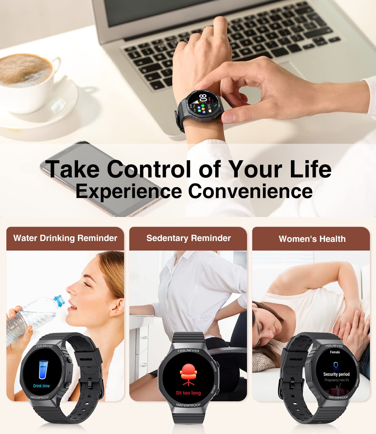 FOXBOX Smart Watch for Men(Answer/Make Call),1.32" Touch Screen Fitness Tracker with Blood Pressure/Heart Rate Tracker,Pedometer,Stopwatch,IP67 Waterproof Black Smart Watches for Android/iOS Phone
