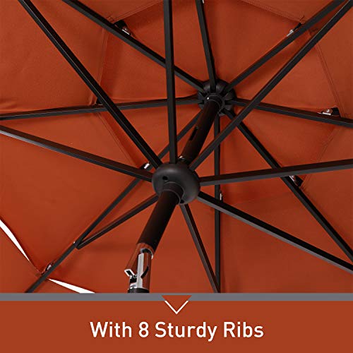 PHI VILLA 10ft Patio Umbrella Outdoor 3 Tier Vented Market Table Umbrella with 1.5" Aluminum Pole and 8 Sturdy Ribs, (Orange Red)