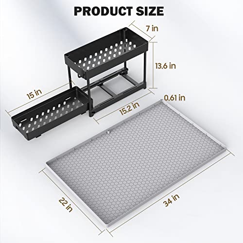 KOCWELL Ziplock Bag Organizer and Plastic Wrap Dispenser with Cutter & Under Sink Organizer Set