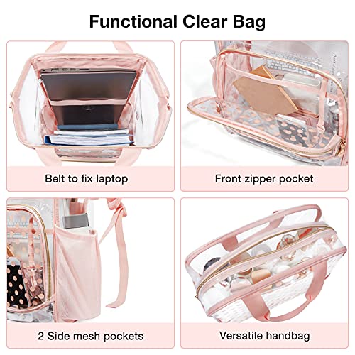 LIGHT FLIGHT Clear Backpack Heavy Duty Transparent Backpack Set See Through Bookbags Durable Backpacks for College, Security, Pink