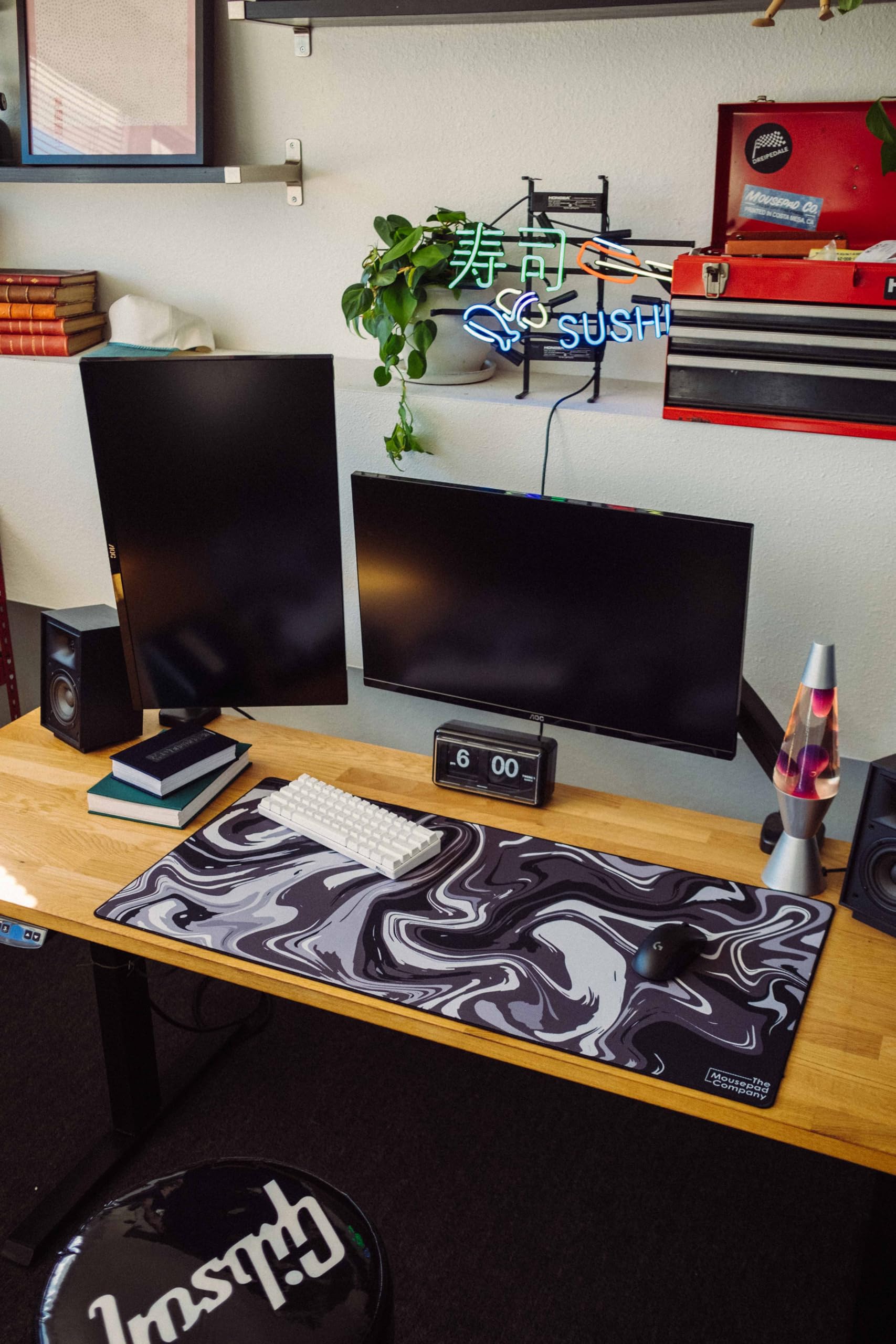 DURAGLYDE The Mousepad Company Original Strata Liquid Large Size Gaming Mousepad Full Desk (Large (36"x17"), Blue & White & Purple)