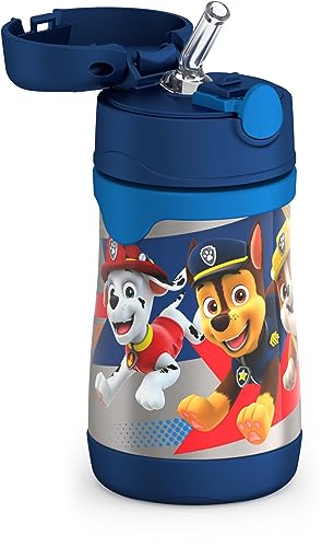THERMOS Vacuum Insulated Stainless Steel 10oz Straw Bottle, PAW PATROL BOY