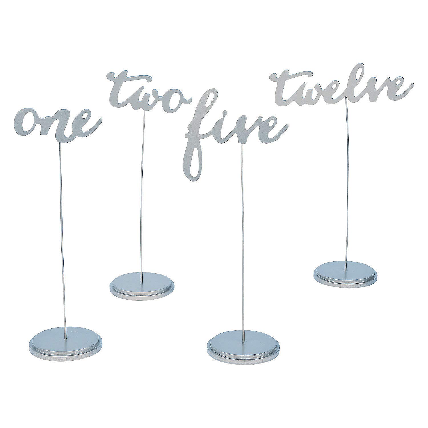 Silver Table Numbers (1-12 wooden calligraphy) Wedding and Party Supplies