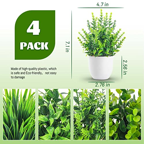 Miracliy 4 Packs Fake Plants Small Artificial Faux Plants Indoor for Home Office Farmhouse Bathroom Decor