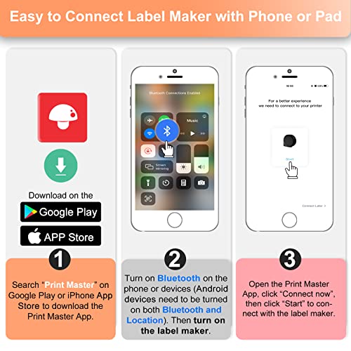 Labelife Bluetooth Label Maker Machine, Wireless and Portable Label Maker with Multiple Fonts, Compatible with iPhone and Android Phone, with One Laminated JM Label, for Home & Office, P3100D, White