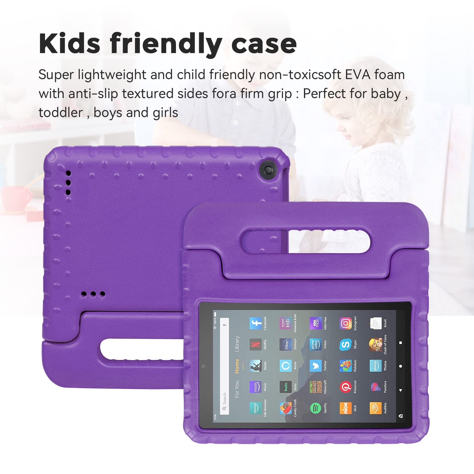 Kids Case for Fire 7 Tablet 9th 7th 5th Generations 2019/2017/2015 Release Kid-Proof & Shockproof Sturdy Foam Case Cover Lightweight Easy Carry