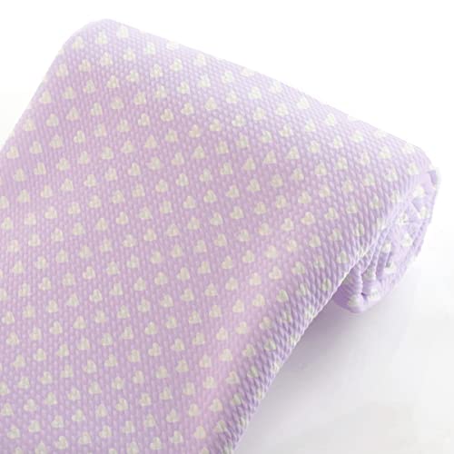 Light Pink White Hearts Liverpool Bullet Fabric Textured Knit Jersey 4 Way Stretch - 6 Inch Strip
