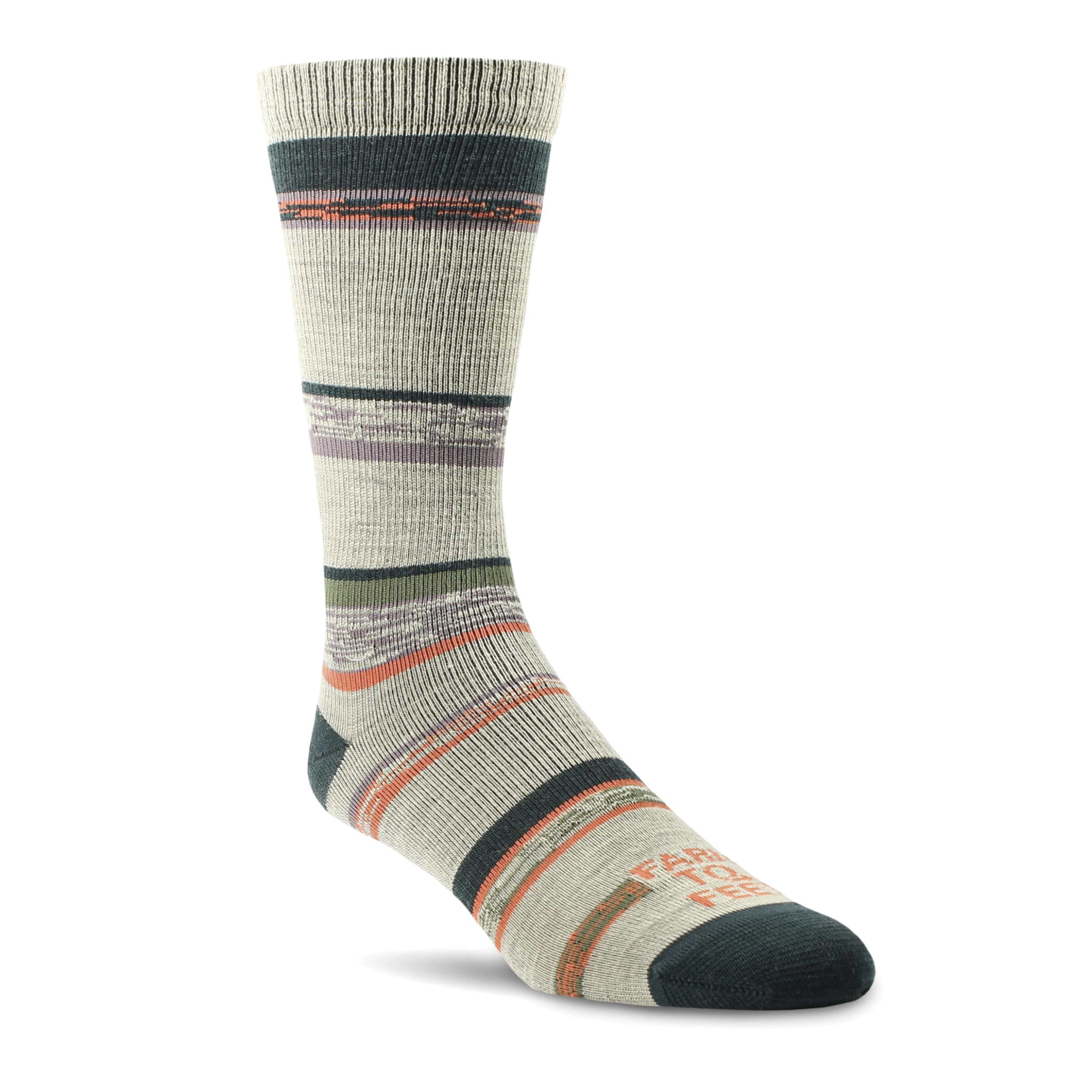 Farm to Feet King Crew No Cushion Merino Wool Socks, Desert Tan, Large