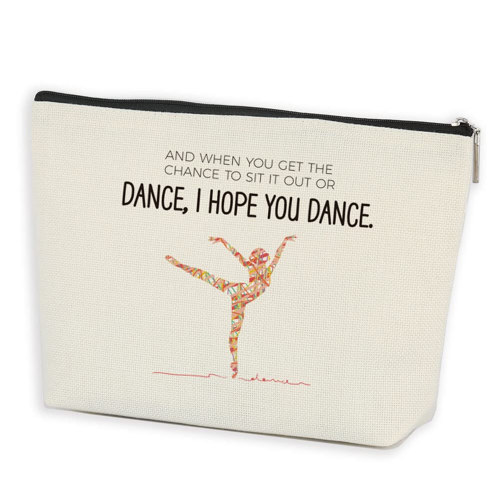 Inspirational Makeup Bag Dance Gifts Dancer Gifts Dance Recital Gifts for Girls Ballet Dancing Gift Dance Teacher Gifts for Women Teens Dance Lovers Student I Hope You Dance Toiletry Bag Cosmetic Bag