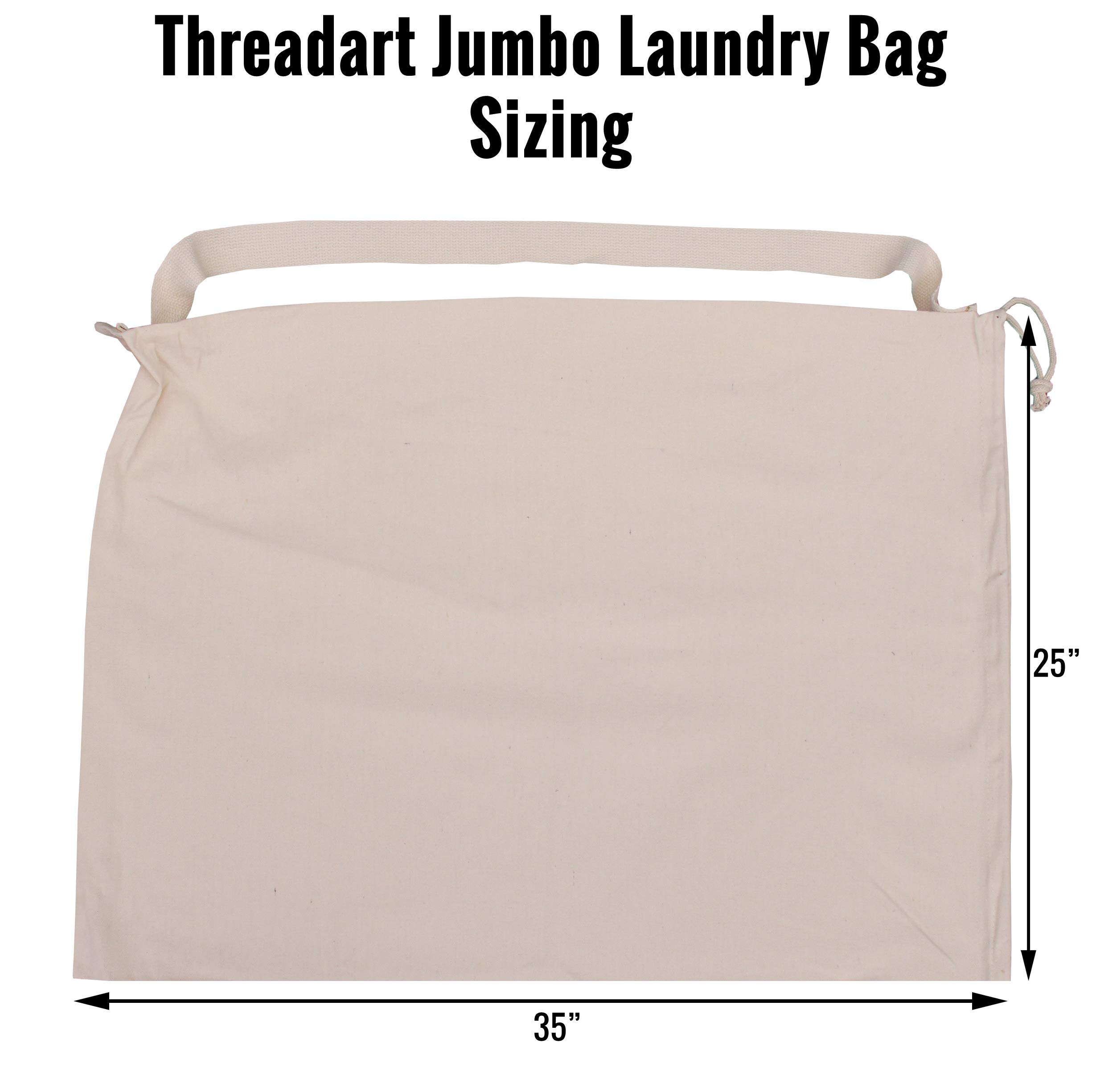 Personalized Laundry Bag Duffle Bag Jumbo Spacious 25โX35โ Drawstring 100% Sturdy Cotton Canvas with Strap for College Students Dorm Room Clothes Hamper Storage Washer | Personalized w/Pressed Vinyl