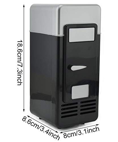 ThreeH New Mini Red USB Fridge Cooler Beverage Drink Cans Cooler/Warmer Refrigerator for Laptop PC Computer Black H-UF05Black