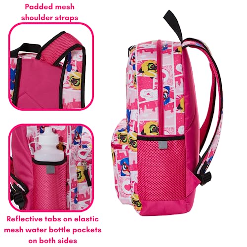 Miraculous Ladybug Cat Noir Backpack Set with Lunch Bag for Girls, 16 inch, 5 Piece Value Set, Pink