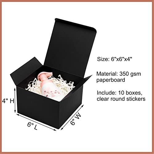 Mcfleet Black Gift Boxes with Lids 6x6x4 Inches 10 Pack Groomsmen Proposal Boxes Cardboard Gift Box for Presents, Craft Boxes for Christmas, Wedding, Graduation, Holiday, Birthday Gift Packaging