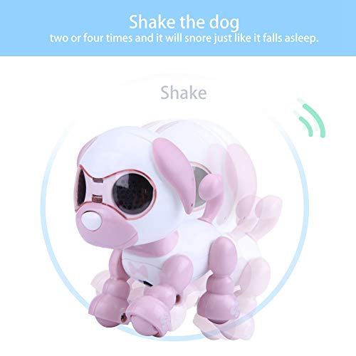 Robot Dog Toy, Electronic Robot Dog Pet Toy Smart Kids Interactive Walking Sound Puppy with LED Light Educational Toy Gift for Kids Children(Pink)