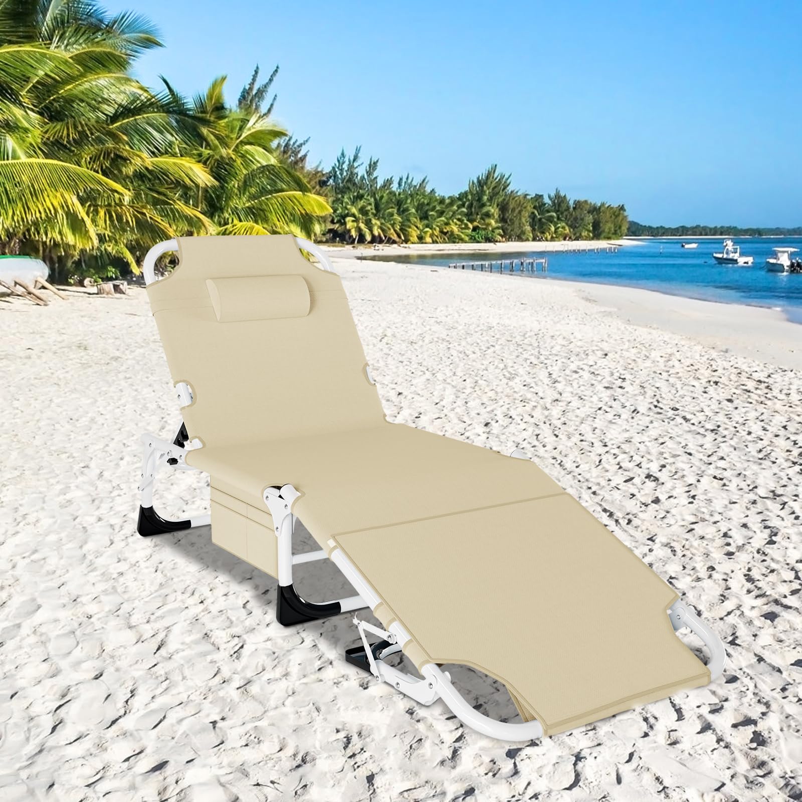 LILYPELLE Tanning Chair with Face Hole, Heavy Duty Outside Lounge Chair with Mattress, Folding Outdoor Face Down Tanning Chair Arm Hole for Beach Poolside Patio Sunbathing Lawn Camping