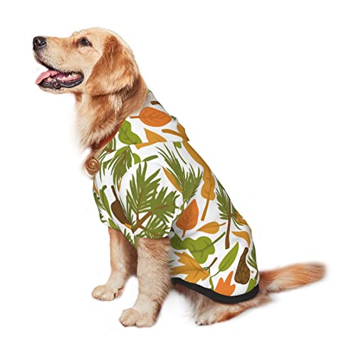 Large Dog Hoodie Squirrel-Pine-Cone-Nuts Pet Clothes Sweater with Hat Soft Cat Outfit Coat Xx-Large