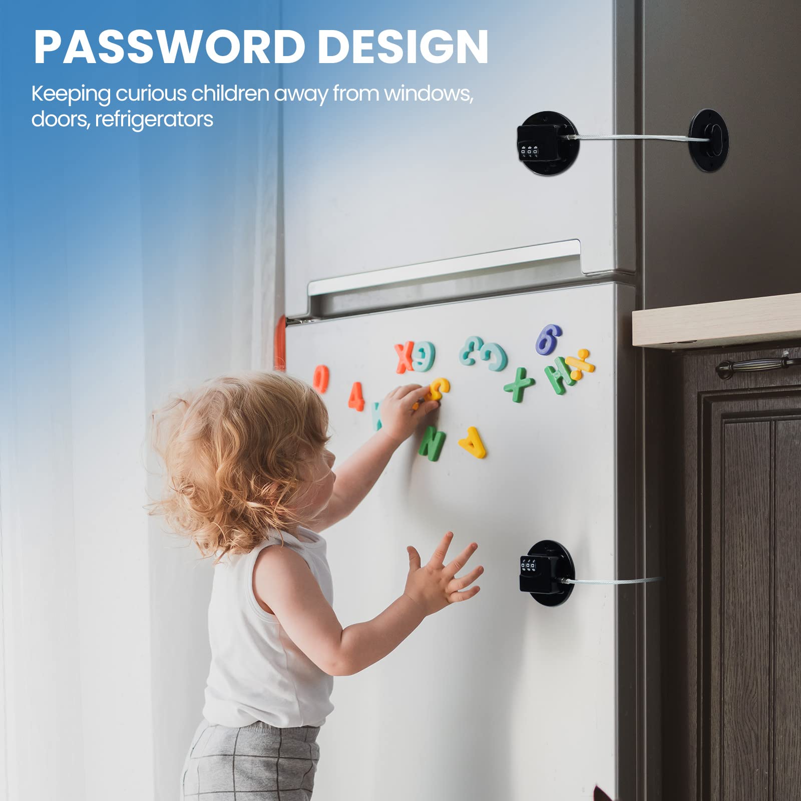 Hoteam 6 Pcs Cabinet Locks with Combination Fridge Lock Combo Child Safety Combination Lock with Screwdrivers Refrigerator Lock Child Proof Cabinet for Kid Windows Closets Drawers Refrigerator (Black)