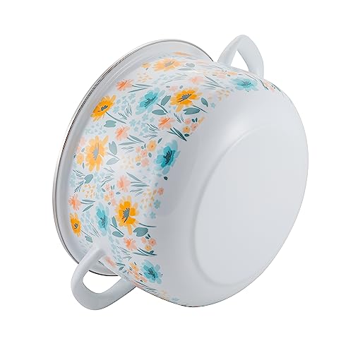 McSunley 6 Quart Porcelain Enamel Dutch Oven, Floral