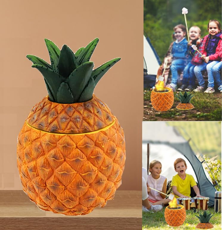 Koncenttop Tabletop Fire Pit Indoor, Tabletop Fireplace Concrete, Pineapple Shape Small Fire Bowl, Portable Tabletop Fire Pit