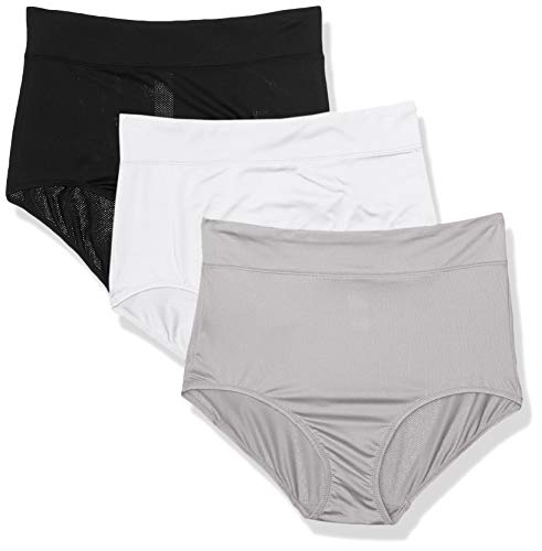Warner's womens Blissful Benefits Breathable Moisture-wicking Microfiber Brief Rs4963w Underwear, Black/White/Platinum, Large US