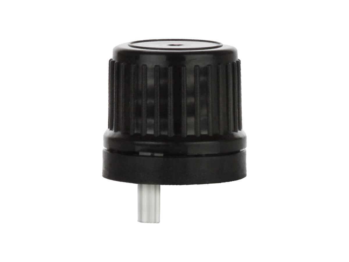 Nakpunar 24 pcs 18mm Black Tamper Evident Caps w/Orifice Reducing Euro Droppers - For essential Oils - Black