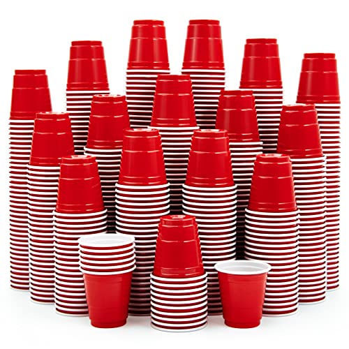 Lilymicky 1080 PACK 2 oz Plastic Shot Glasses, Red Disposable Plastic Cups, Mini Red Shot Cups, 2 oz Party Cups for Jello Shots and Tasting