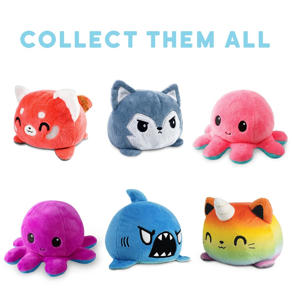 TeeTurtle - The Original Reversible Spider Plushie - Purple + Black - Cute Sensory Fidget Stuffed Animals That Show Your Mood - Perfect for Halloween!