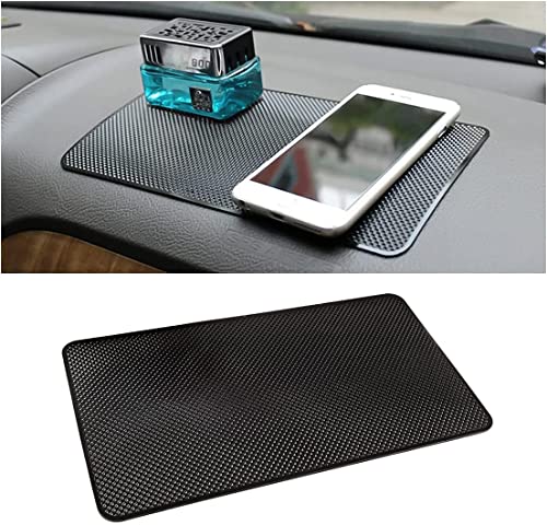 Limoly Anti Slip Mat, Non-Slip Rubber Pad 7 x 5, Universal Anti-Slip Car Dash Sticky Mat for Phones Sunglasses Keys GPS Electronic Devices (Black/Grid)
