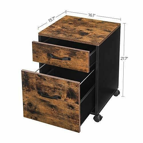 MAXCBD Nightstand Bedside Table Drawer Cabinet Industrial File Cabinet 2 Drawers Filling Cabinet with Wheels 2Drawers 1Large Top Storage Tower Dresser