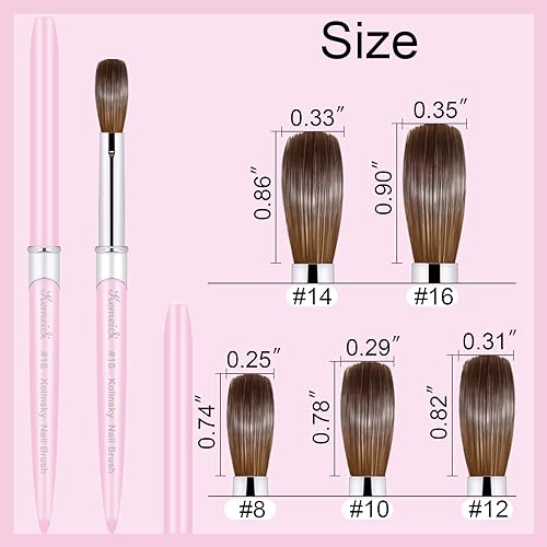 KEMEISI Acrylic Nail Brush Size #10, 100% Pure Kolinsky Nail Art Brushes for Acrylic Application, Sturdy Handle Oval Shaped Acrylic Powder Nail Design Tools for Professional Manicure DIY