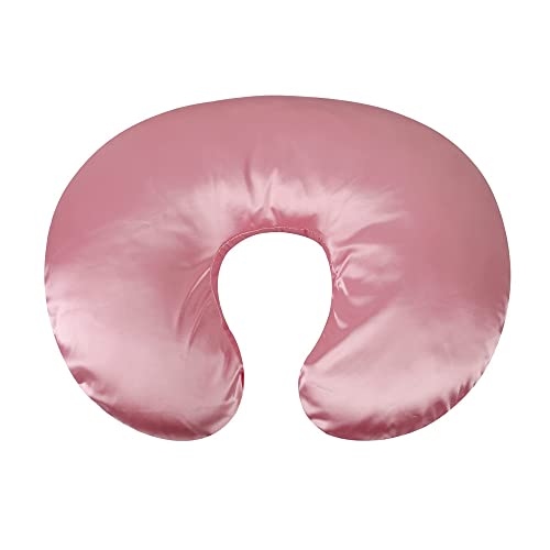 Satin Nursing Pillow Cover Slipcover Set 2 Pack Ultra Soft Silk Compatible with Boppy Pillow for Breastfeeding Pillow Case (White + Pink)