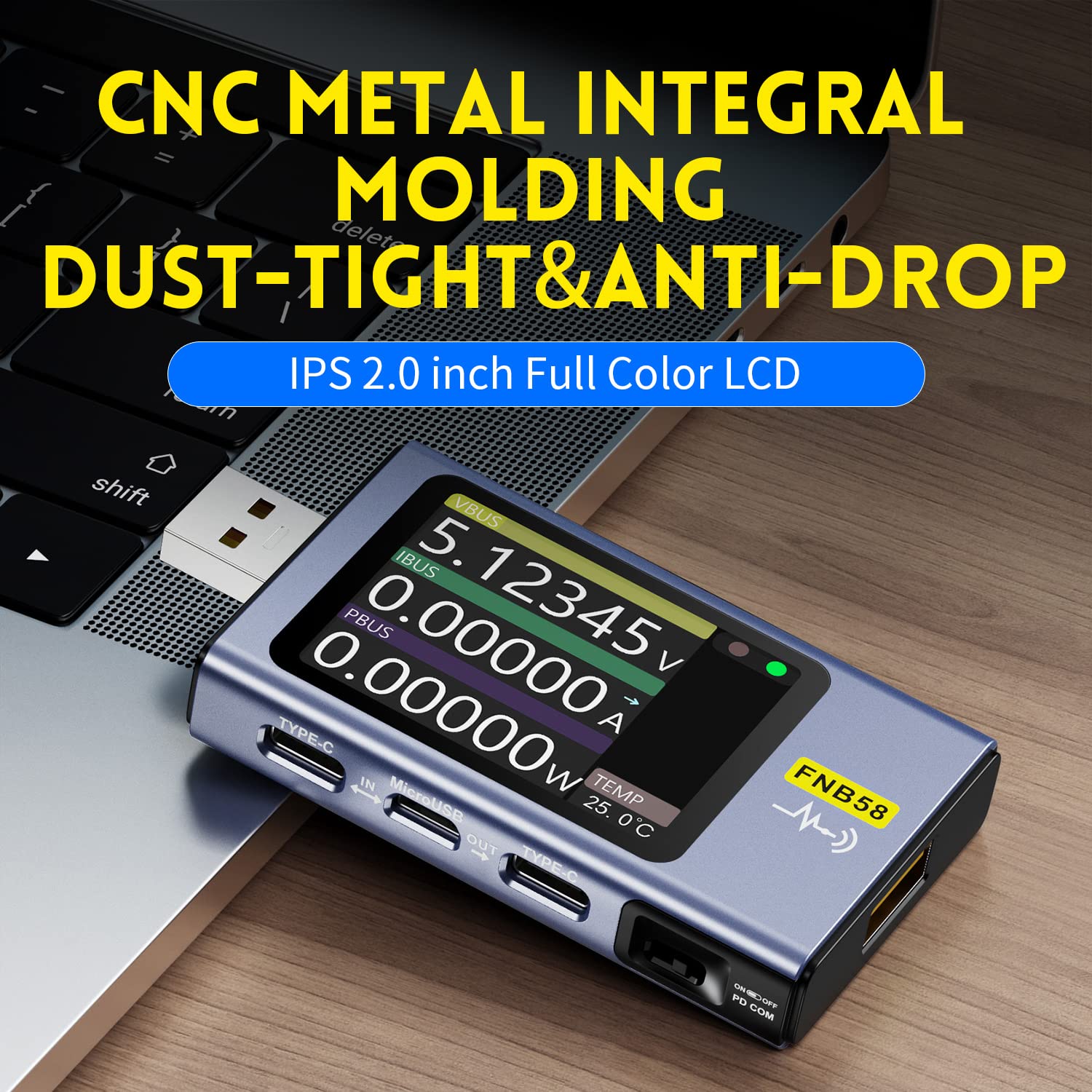 FNIRSI USB Tester 4-28V 7A LCD USB A&C Voltage Current Power Tester Multimeter with Bluetooth, Fast Charge Detection Trigger Capacity Ripple Measurement, PD2.0/PD3.0,QC2.0/QC3.0