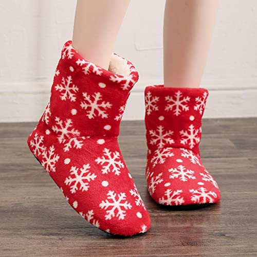 FASDNENDYS Christmas Festive Household Warm Silent Floor Boots Floor Slippers Snow Shoes Womens Kitty Slippers Size 5 Watermelon Red