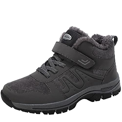 FASDNENDYS Couple Models Men's Middle Aged and Elderly Hook Loop Plus Velvet Thickening Non Slip 530 Mens Shoes Sneaker Grey