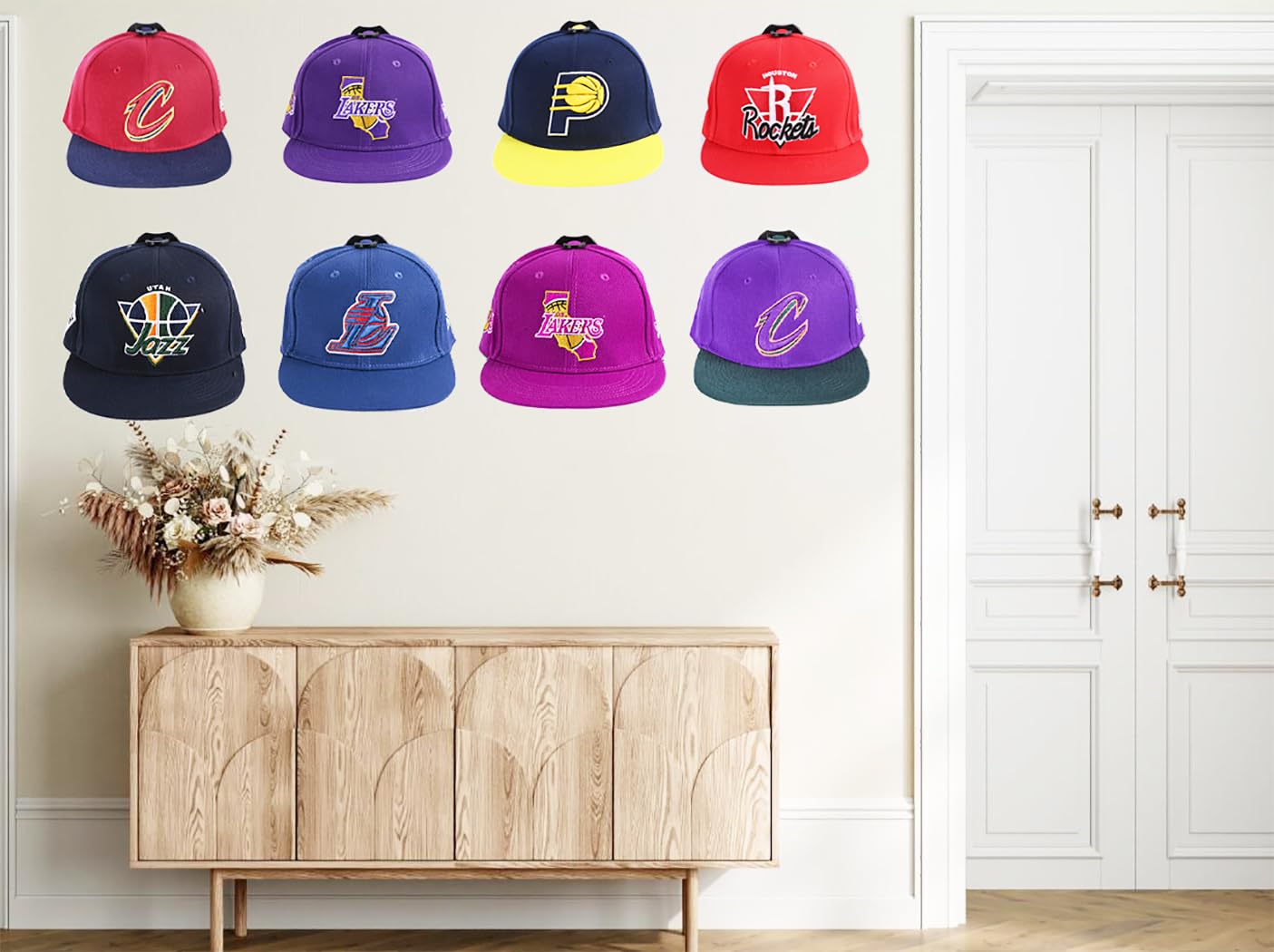 Lrgkcne Adhesive Hat Rack for Wall Baseball Caps, 16 Pack Hooks for Hats, Strong Hold hat Wall Organizer, Minimalist hat Display Rack, No Drilling Hat Racks for Door,Bedroom,Closet Black