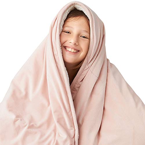 Degrees of Comfort Soft Children's Weighted Blanket 7lbs, Best Kids Sherpa Throw 41x60 Teal 7lbs