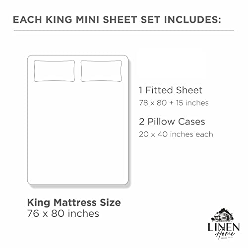 Linen Home 100% Cotton Percale Fitted Sheet Set King Size, White, Deep Pocket, 3 Piece - 1 Deep Pocket Fitted Sheet and 2 Pillowcases, Crisp Cool and Strong Bed Linen