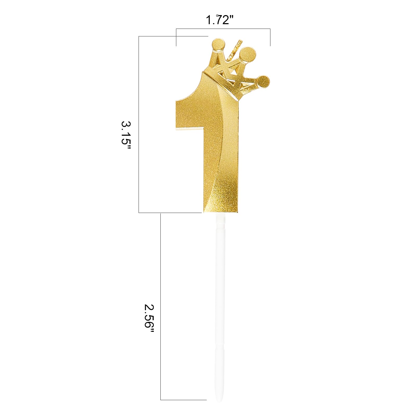 Number 1 Birthday Candles Sparklers Firework, Sparkler Candles for Birthday Cake, 3D Crown Designed Cake Candle Topper Decorations (Gold, 3.15 inch)
