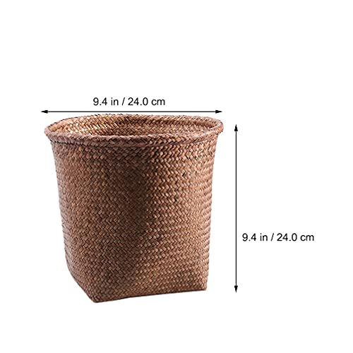 Zerodeko Trash Can Straw Woven: Wastebasket Bedroom Trash Can 24X24 Office Small Garbage Cans Wicker Waste Basket Countertop Trash Container for Home Office Coffee