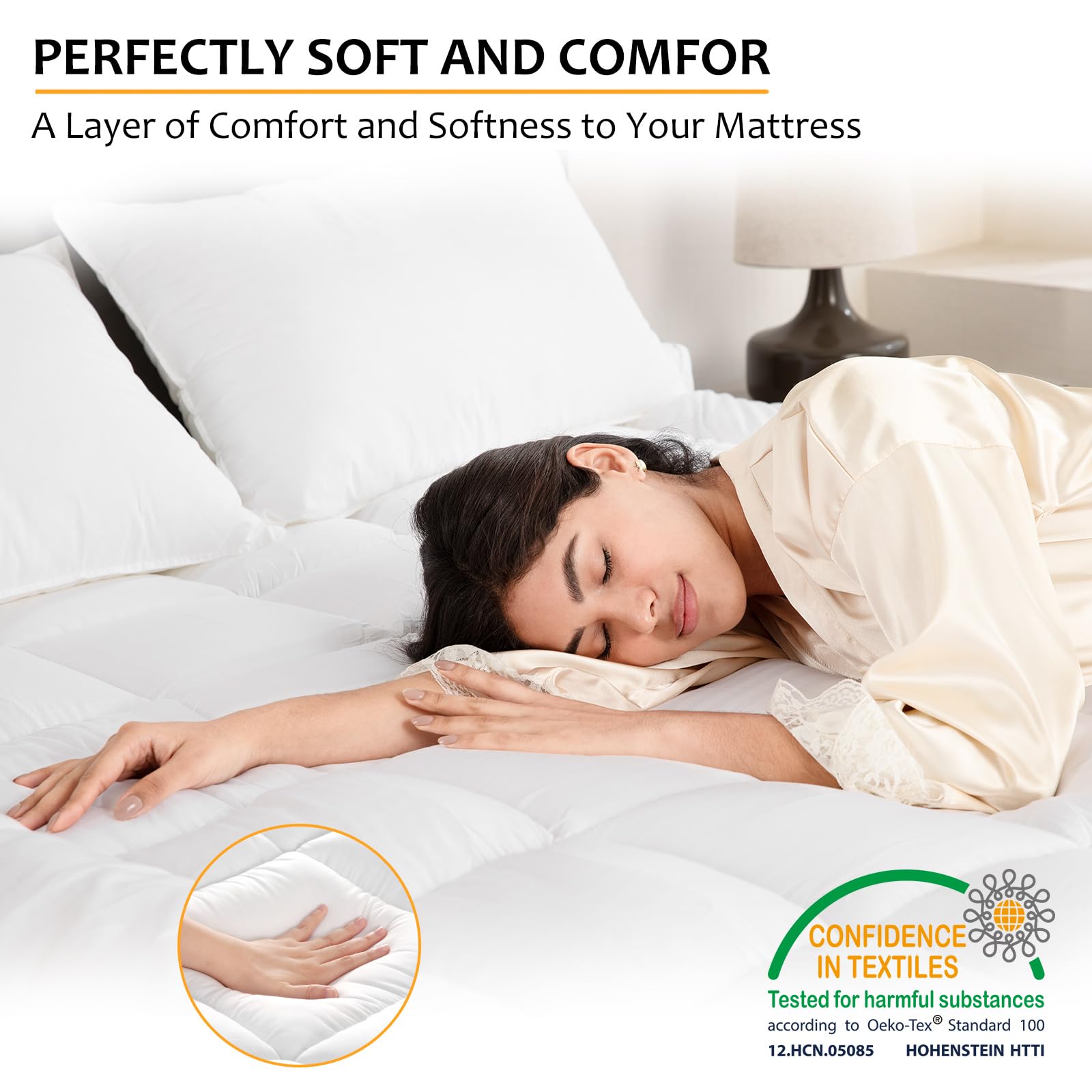 King Size Mattress Topper, Extra Thick Pillowtop, Cooling Plush Mattress Pad Cover for Back Pain Relief, Soft Down Alternative Fill Mattress Protector(76x80 Inches)