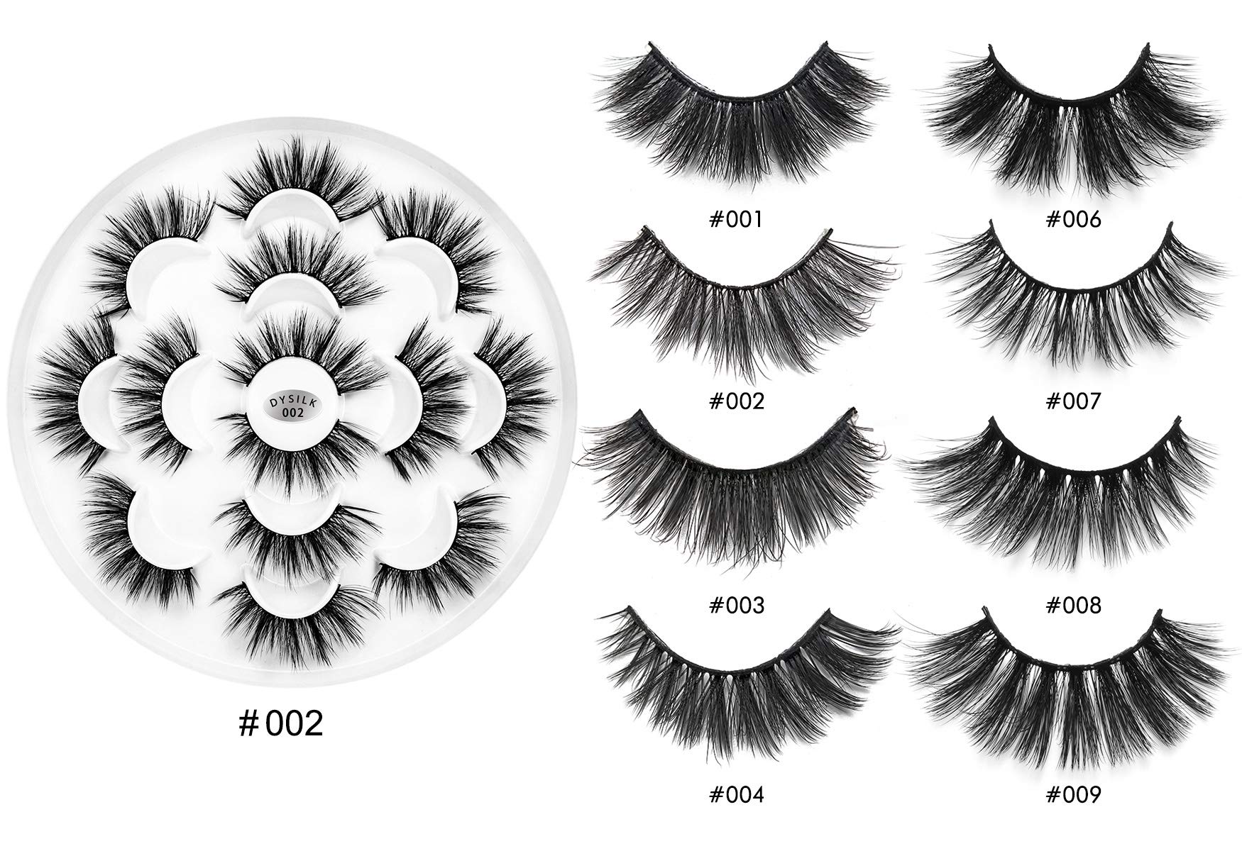 DYSILK Mink Lashes Fake Eyelashes - Wispy Lashes 7 Pairs Faux Mink Eyelashes 6D Lashes Natural Look PestaƱas Postizas Wispy Eyelashes Fluffy Lashes Reusable Dramatic Lashes |002