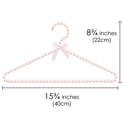 Linkidea 20 Pack Faux Pearl Beaded Clothes Hangers Bulk Pack, Wholesale Multi-Pack Elegant Clothes Dress Wedding Shop Pants Hanger, Closet Coat Storage Organizer Standard Hangers (Pink)