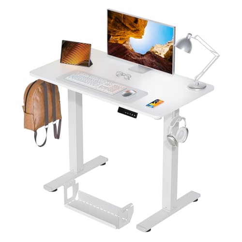 Kingant Standing Desk Height Adjustable Small Electric Stand Up Desks [35 x 20 Inch] - Ergonomic Sit Stand Desk Rising Desks for Home Office Computer Desk Stand Desk Workstation with Cable Management