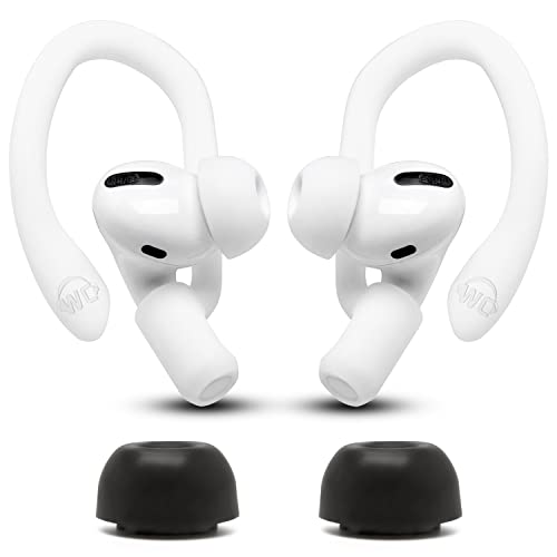 WC HookZ + WC TipZ - Over Ear Hooks and Memory Foam Tips Combo for Airpods Pro by Wicked Cushions | White & Black