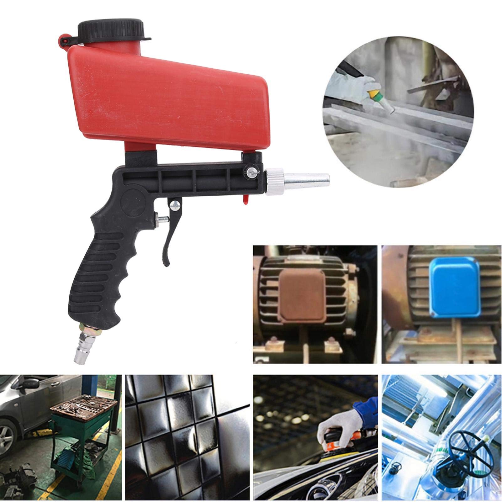 Pneumatic Sandblasting Gun, Small Handheld Sand Blaster Machine Blasting Tool 90PSI 21lbs Capacity