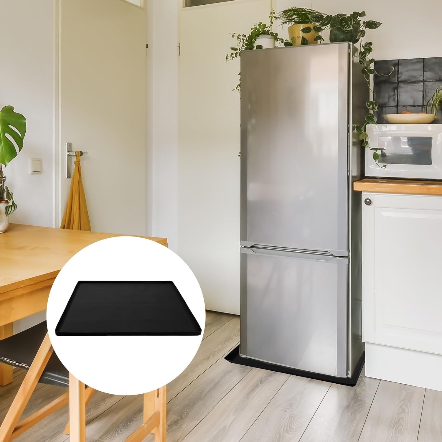 HOUSEASSIST Mini Fridge Silicone Mat with Raised Edges 24" x 24" Water Leakage Moldy and Floor Damage for Elecrical Equipment Such as Washing Machines Dryer Mini Fridge