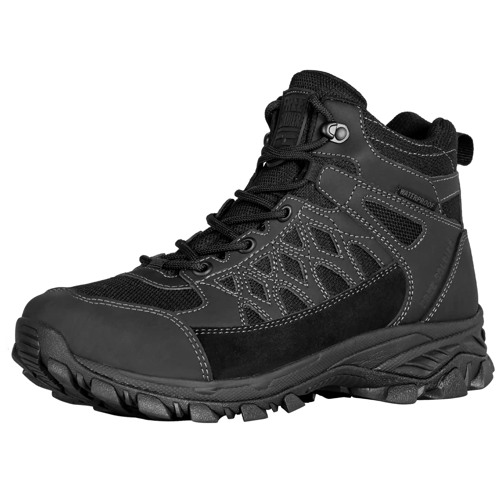 FREE SOLDIER Men's Hiking Boots Outdoor Lightweight Breathable Ankle Boots Waterproof for Trekking Hiking