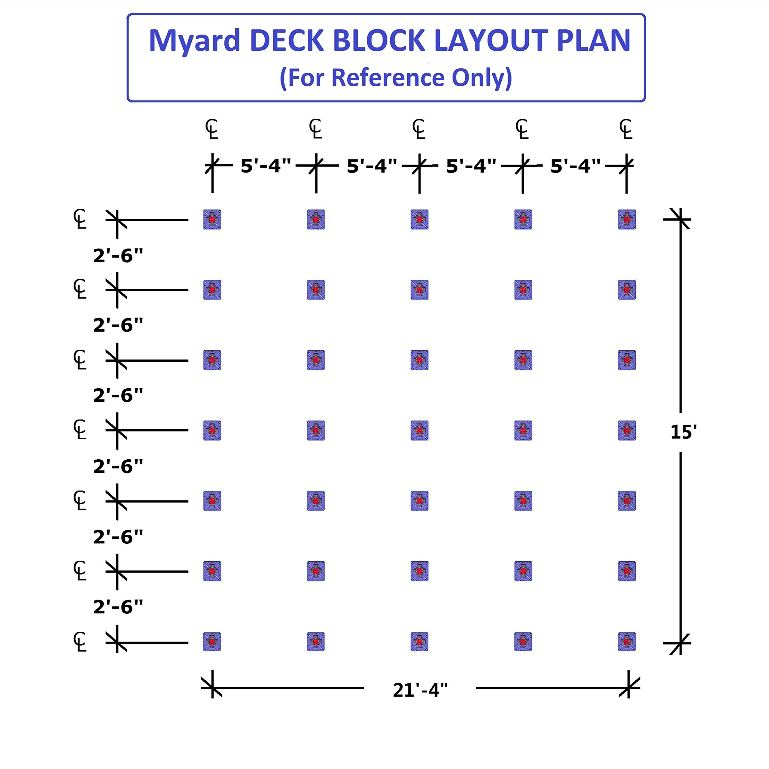 PNP153544 Myard Deck Foundation Block for Wood Composite Floor Frame Pier Shed Base Footing Post Beam Support (Qty 2, Black)