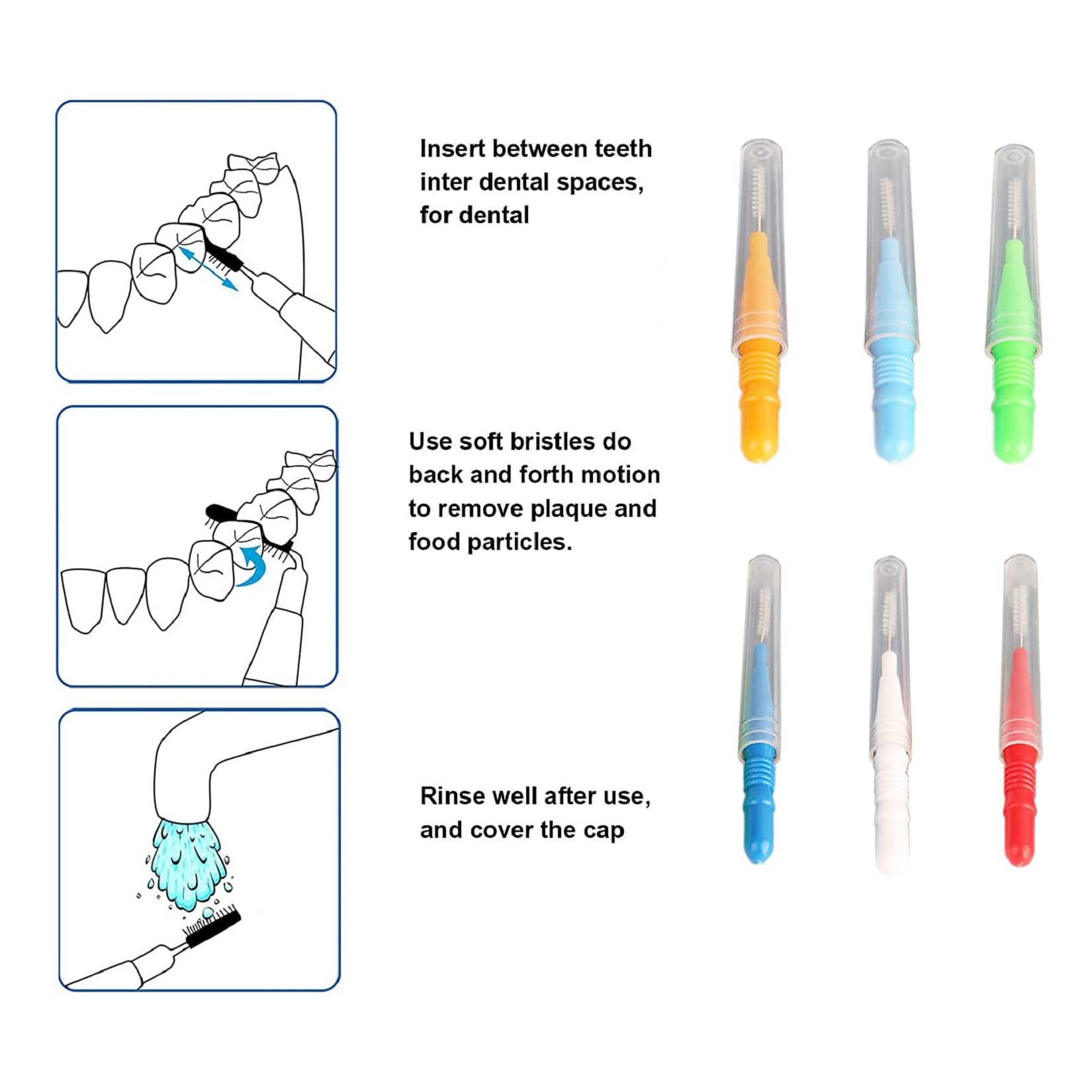 Interdental Brushes, Dental Tooth Flossing Head, Toothpicks Dental Floss Stick Teeth Braces Brush Tooth Cleaning Tools 42 Pcs